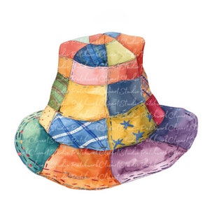 10 Hats Clipart Bundle, PNG & JPG, Printable Patchwork Colorful Hat ...