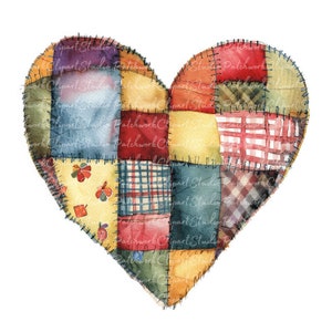 10 Hearts Clipart Bundle, PNG & JPG, Printable Patchwork Heart ...