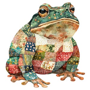 10 Toad Clipart Bundle, PNG & JPG, Printable Patchwork Toad ...