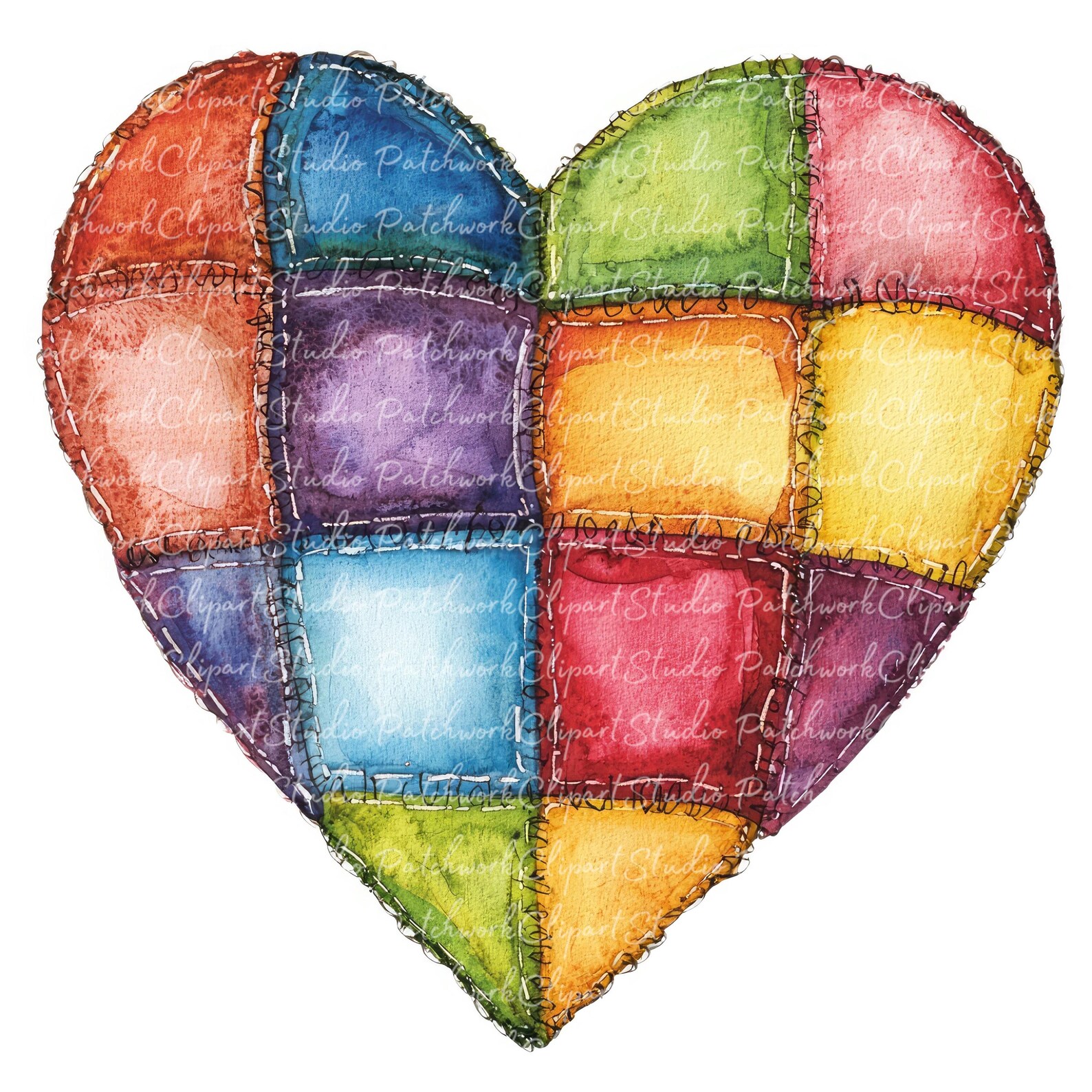 10 Rainbow Heart Clipart Bundle, PNG & JPG, Printable Patchwork ...