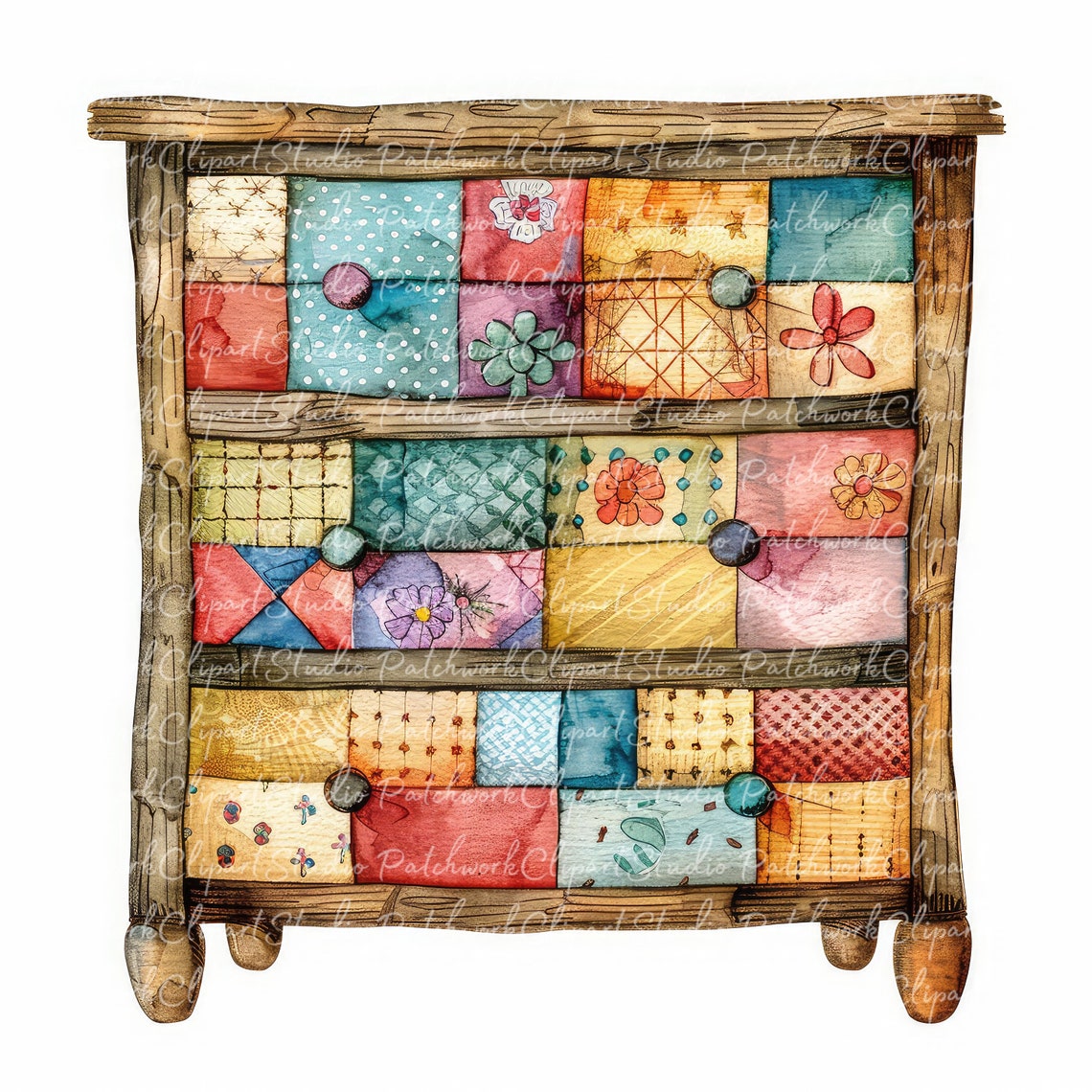 10 Dressers Clipart Bundle, PNG & JPG, Printable Patchwork Dresser ...