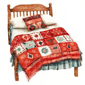 10 Quilted Red Winter Blanket Clipart Bundle, PNG & JPG, Printable ...