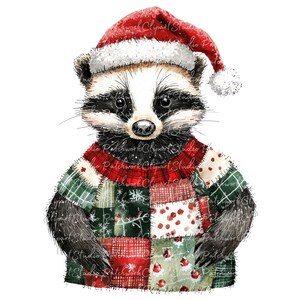 10 Christmas Badger Clipart Bundle, PNG & JPG, Printable Patchwork ...