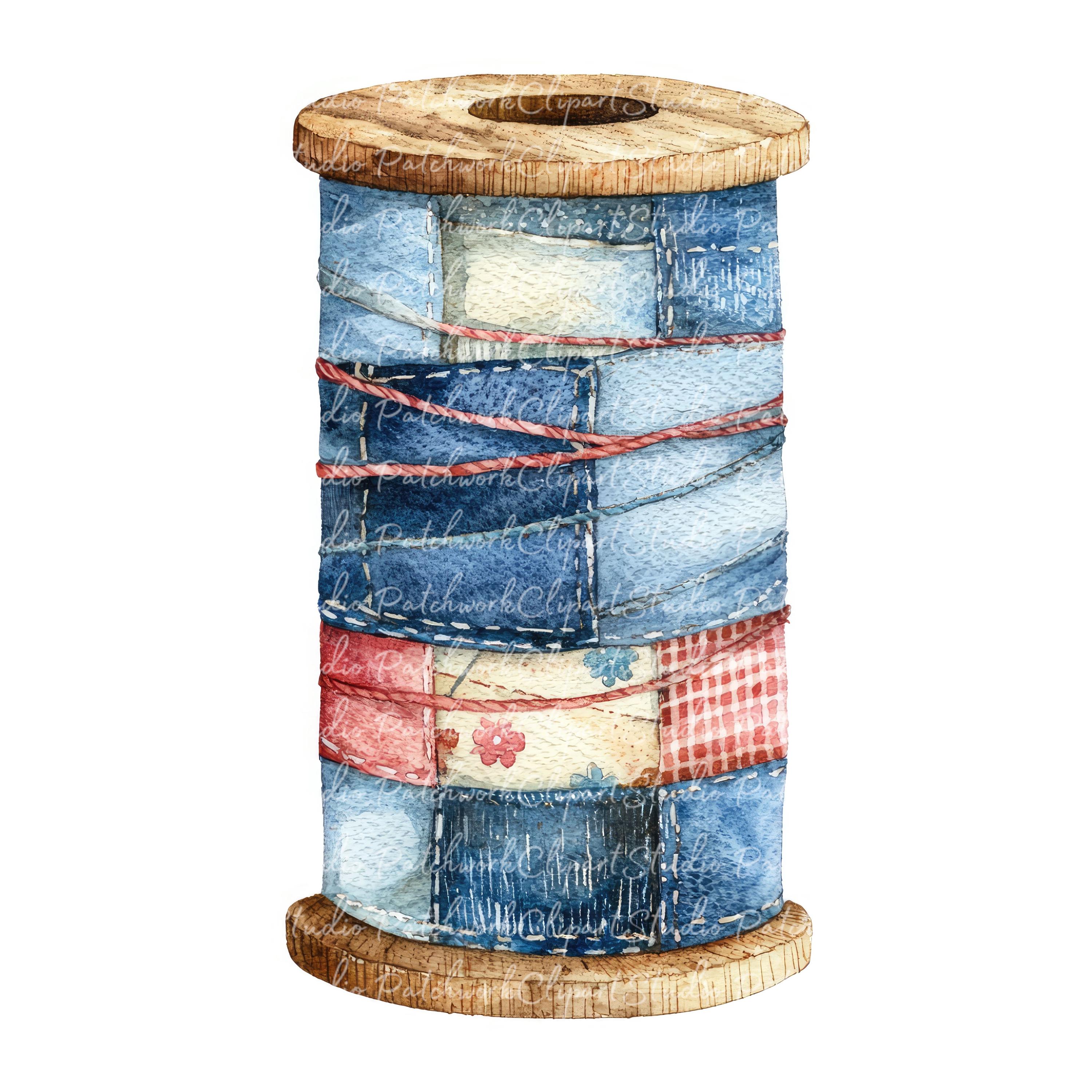 10 Cute Spool of Thread Clipart Bundle, PNG & JPG, Printable Patchwork ...