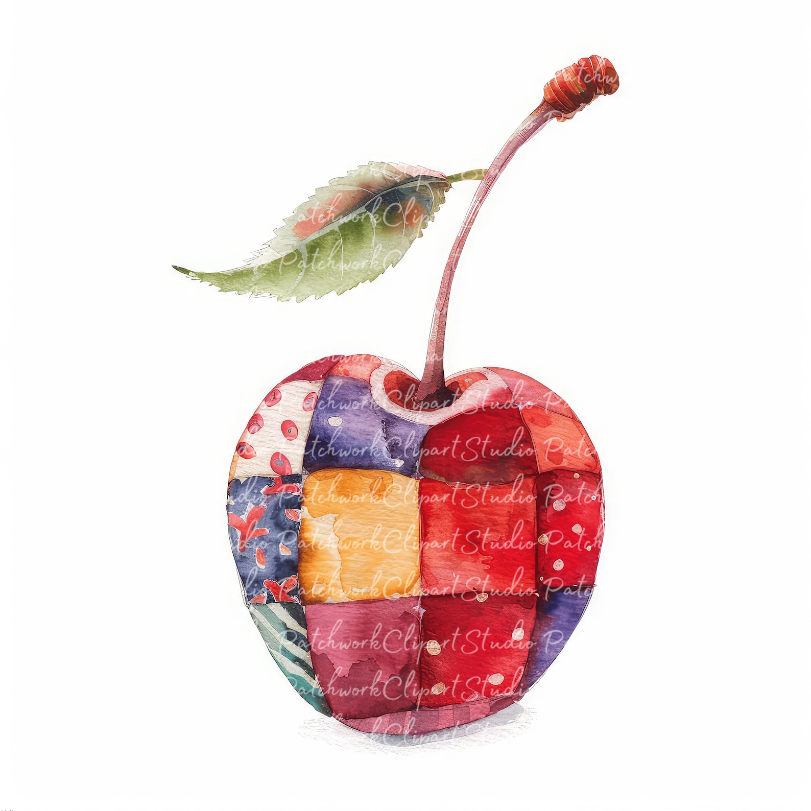 10 Cherries Clipart Bundle, PNG & JPG, Printable Patchwork Cherry ...