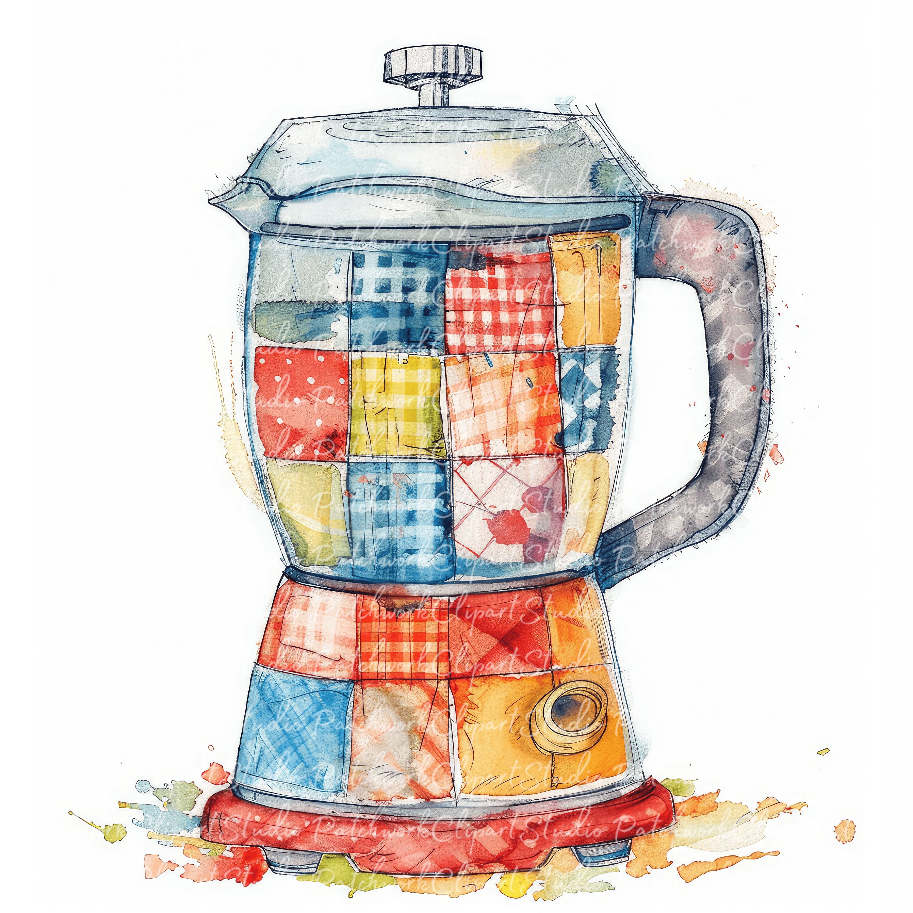 10 Blenders Clipart Bundle, PNG & JPG, Printable Patchwork Blender, Illustrations, Digital ...