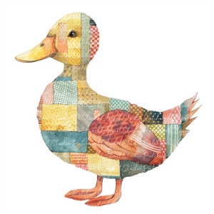 10 Ducks Clipart Bundle, PNG & JPG, Printable Patchwork Duck ...