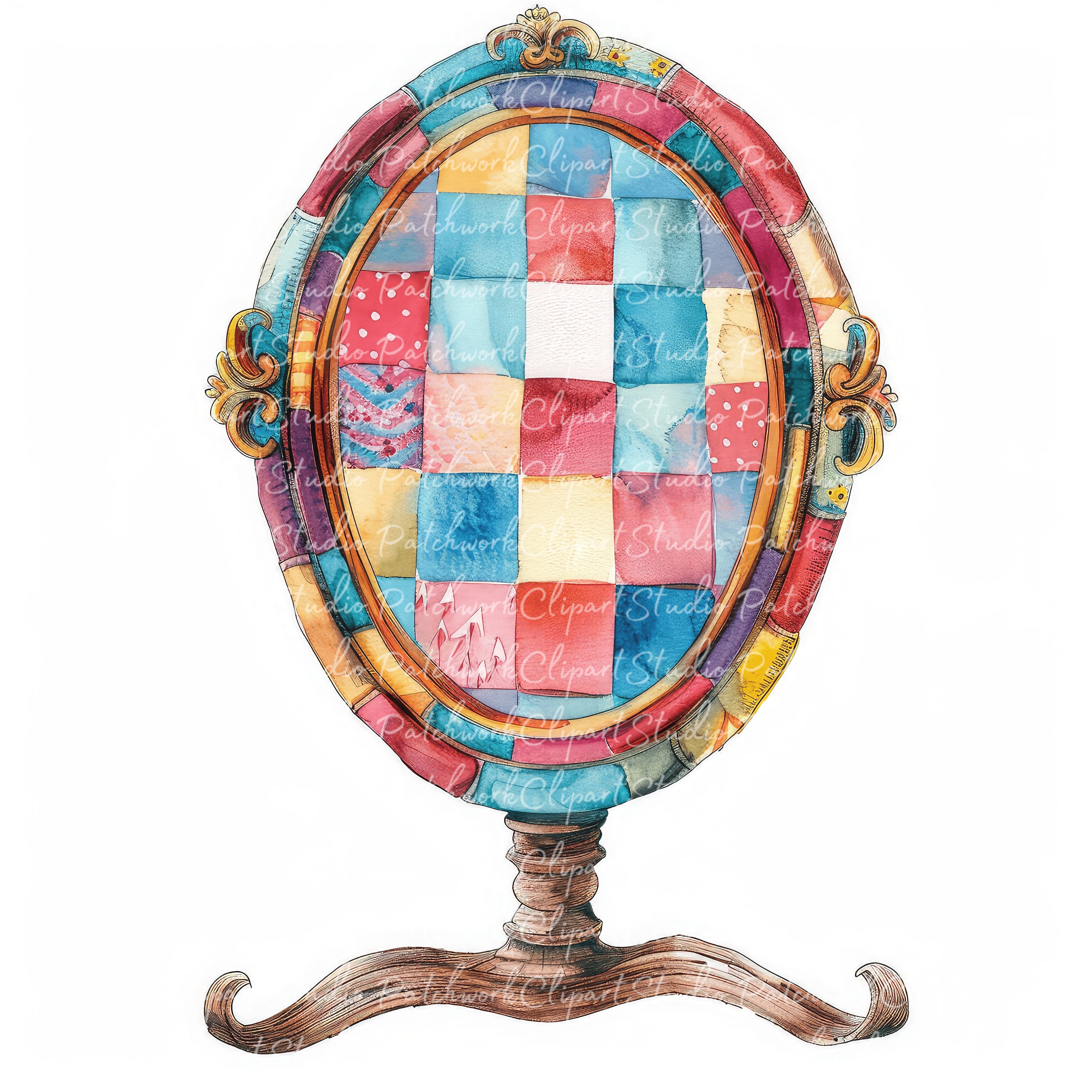 10 Mirrors Clipart Bundle, PNG & JPG, Printable Patchwork Mirror ...