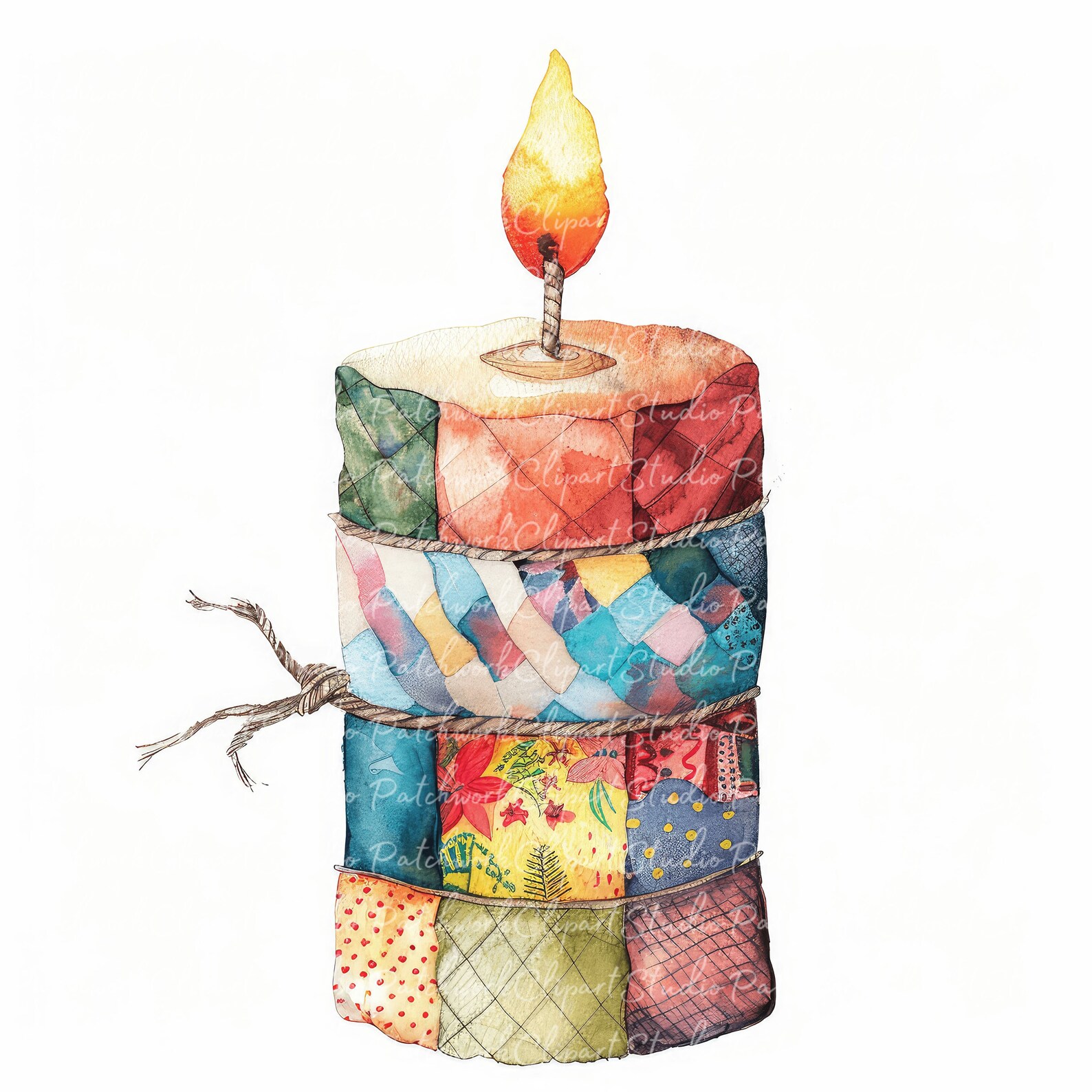 10 Candles Clipart Bundle, PNG & JPG, Printable Patchwork Candle ...