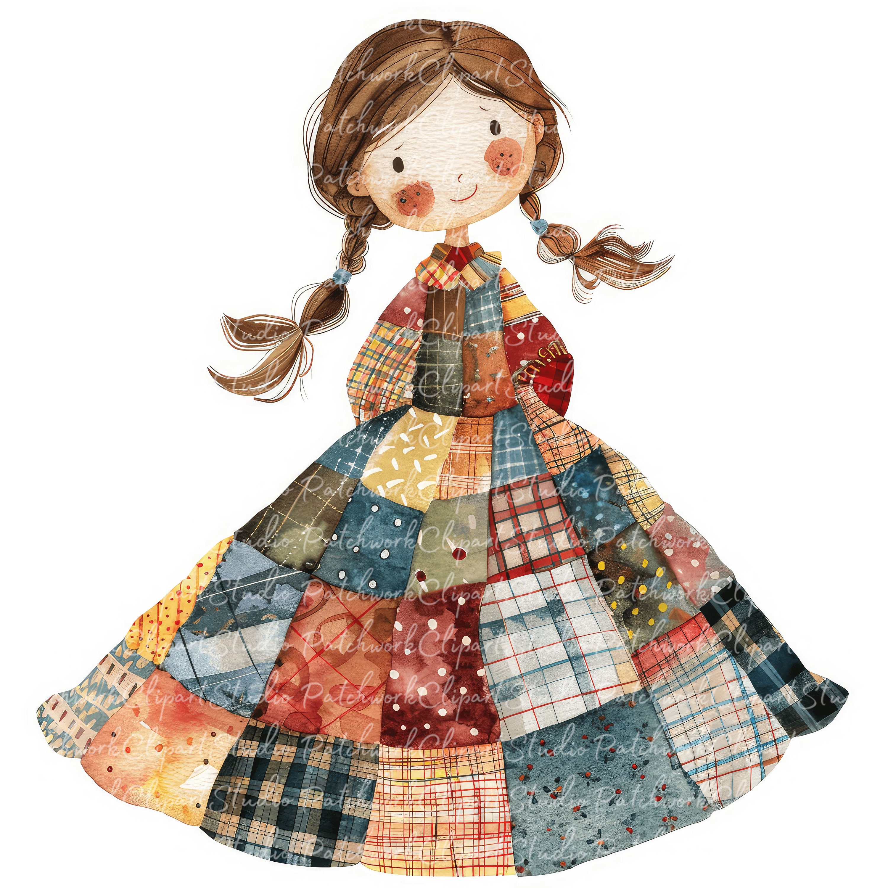 10 Women Clipart Bundle, PNG & JPG, Printable Patchwork Woman ...