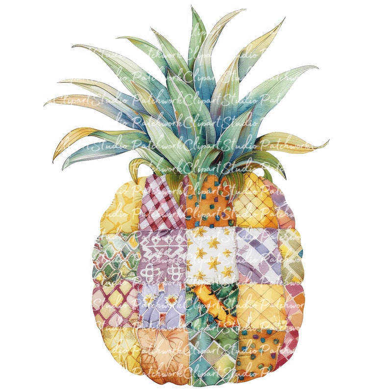 10 Pineapples Clipart Bundle, PNG & JPG, Printable Patchwork Pineapple ...