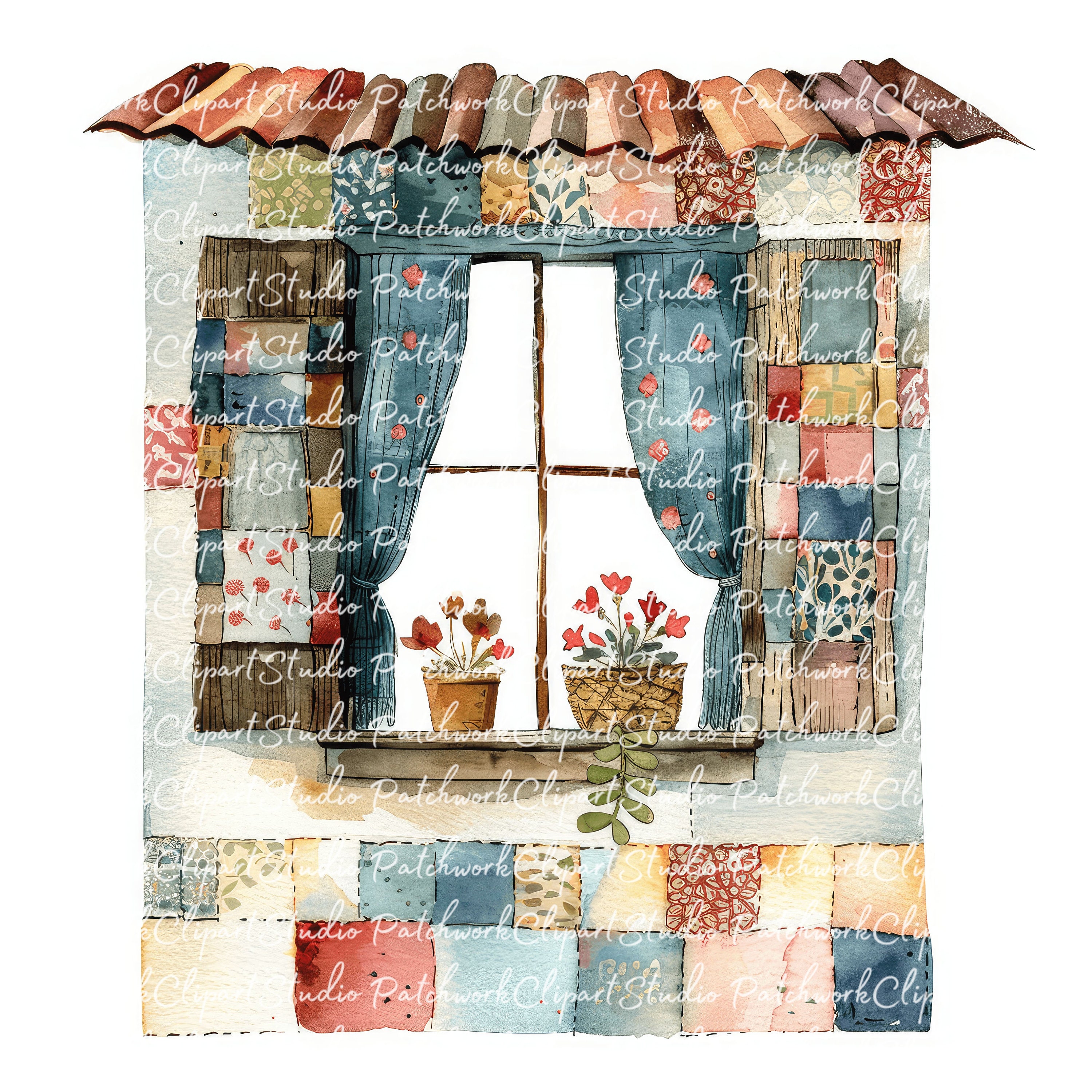10 Windows Clipart Bundle, PNG & JPG, Printable Patchwork Window ...