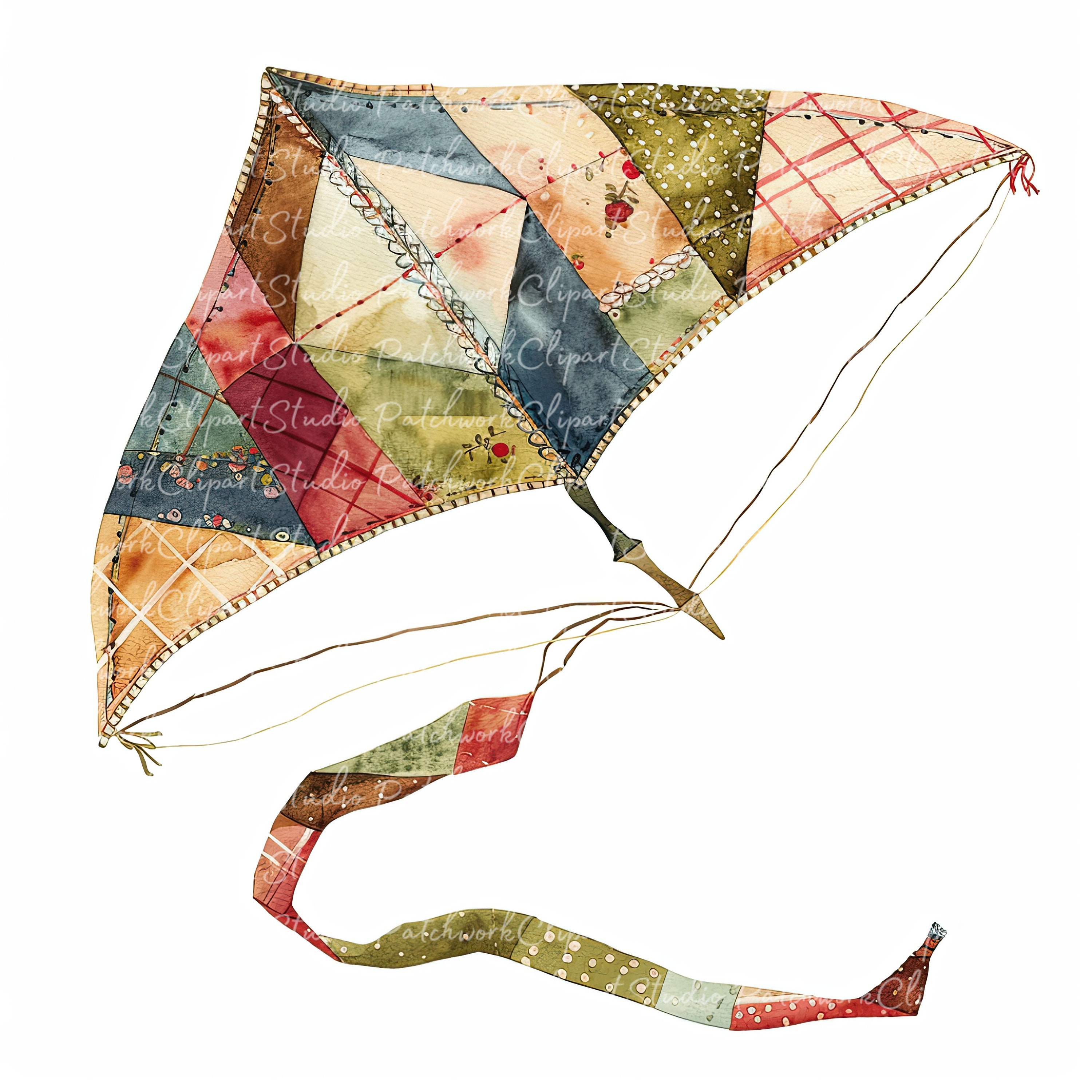 10 Kites Clipart Bundle, PNG & JPG, Printable Patchwork Kite ...