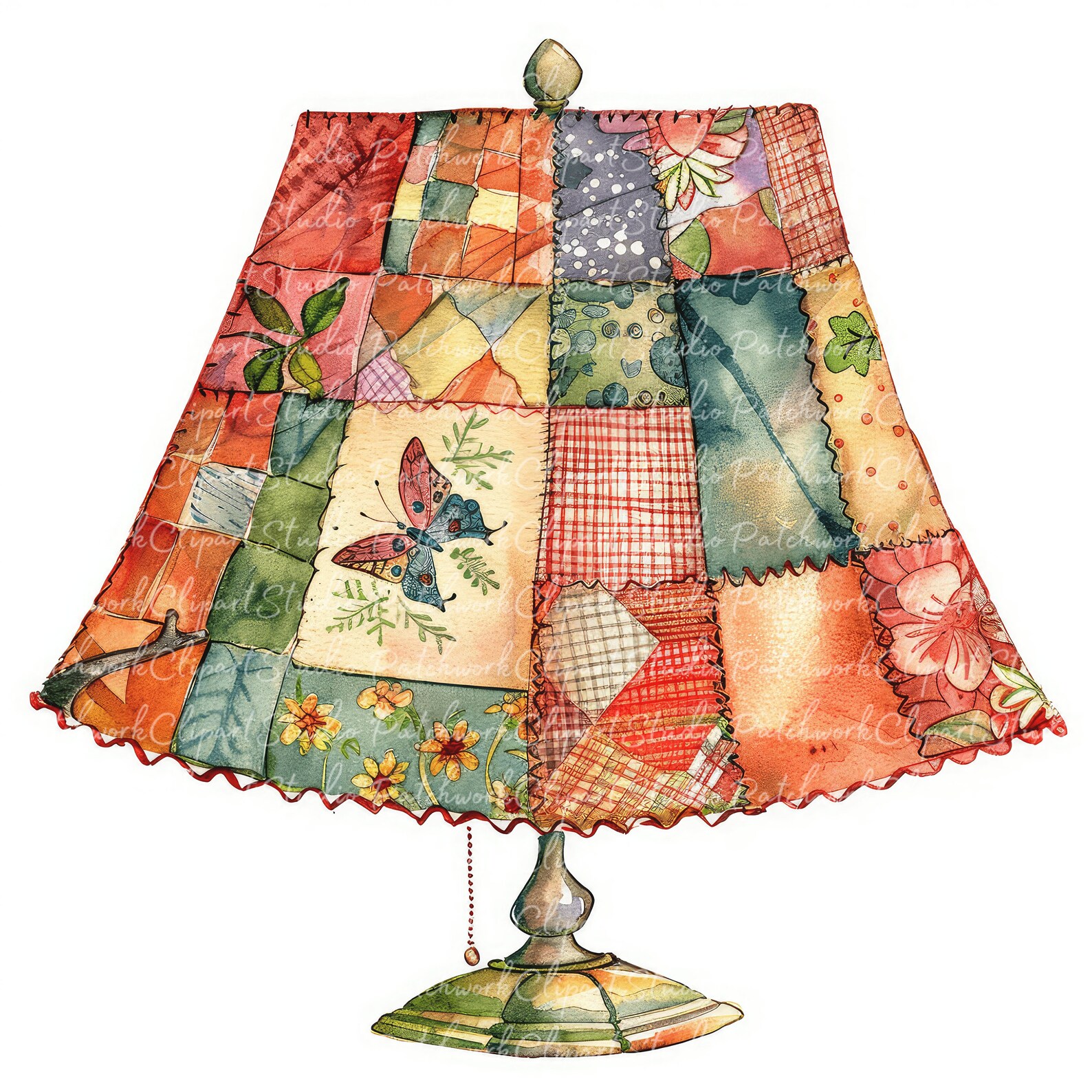 10 Lampshades Clipart Bundle, PNG & JPG, Printable Patchwork Lamp ...