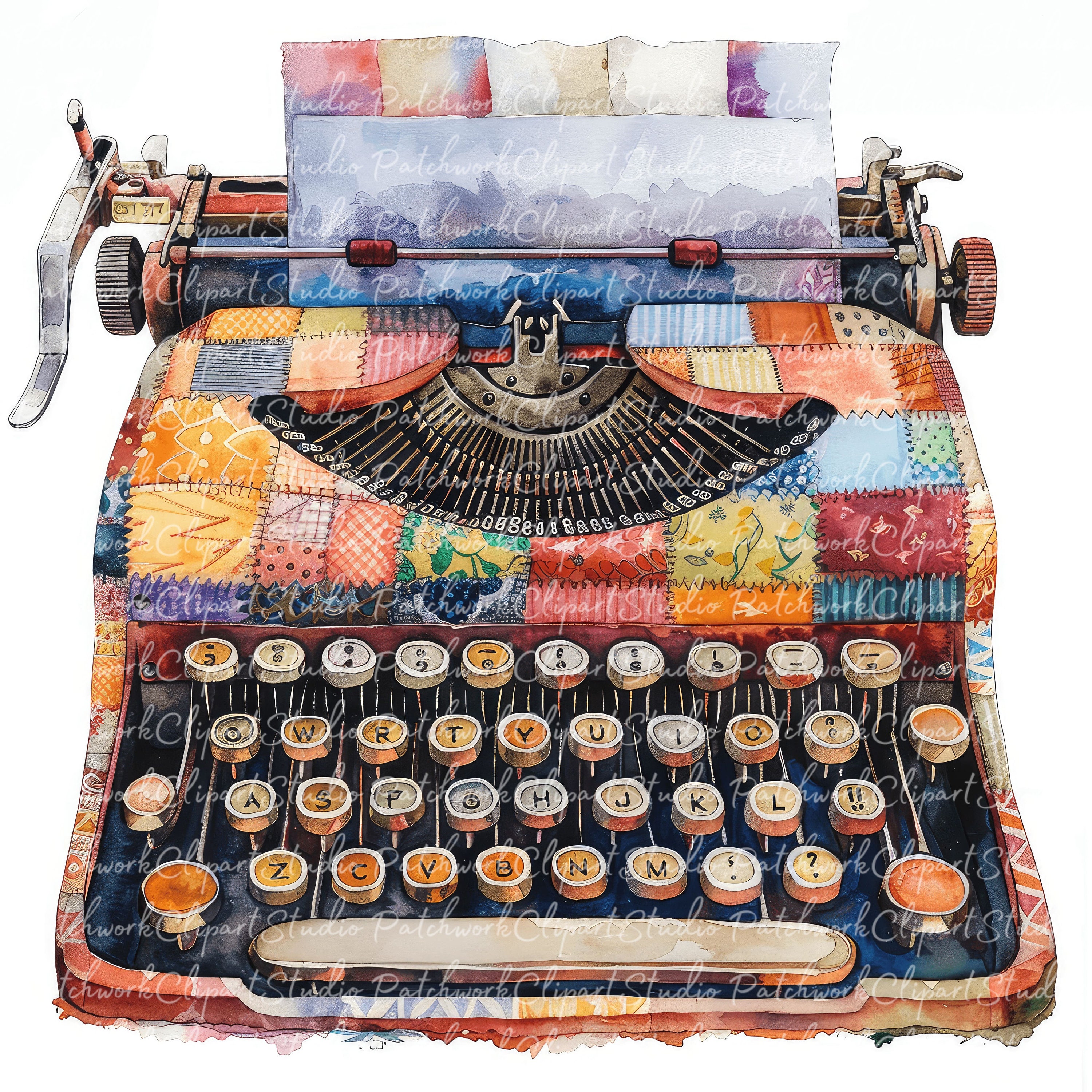 10 Typewriters Clipart Bundle, PNG & JPG, Printable Patchwork ...