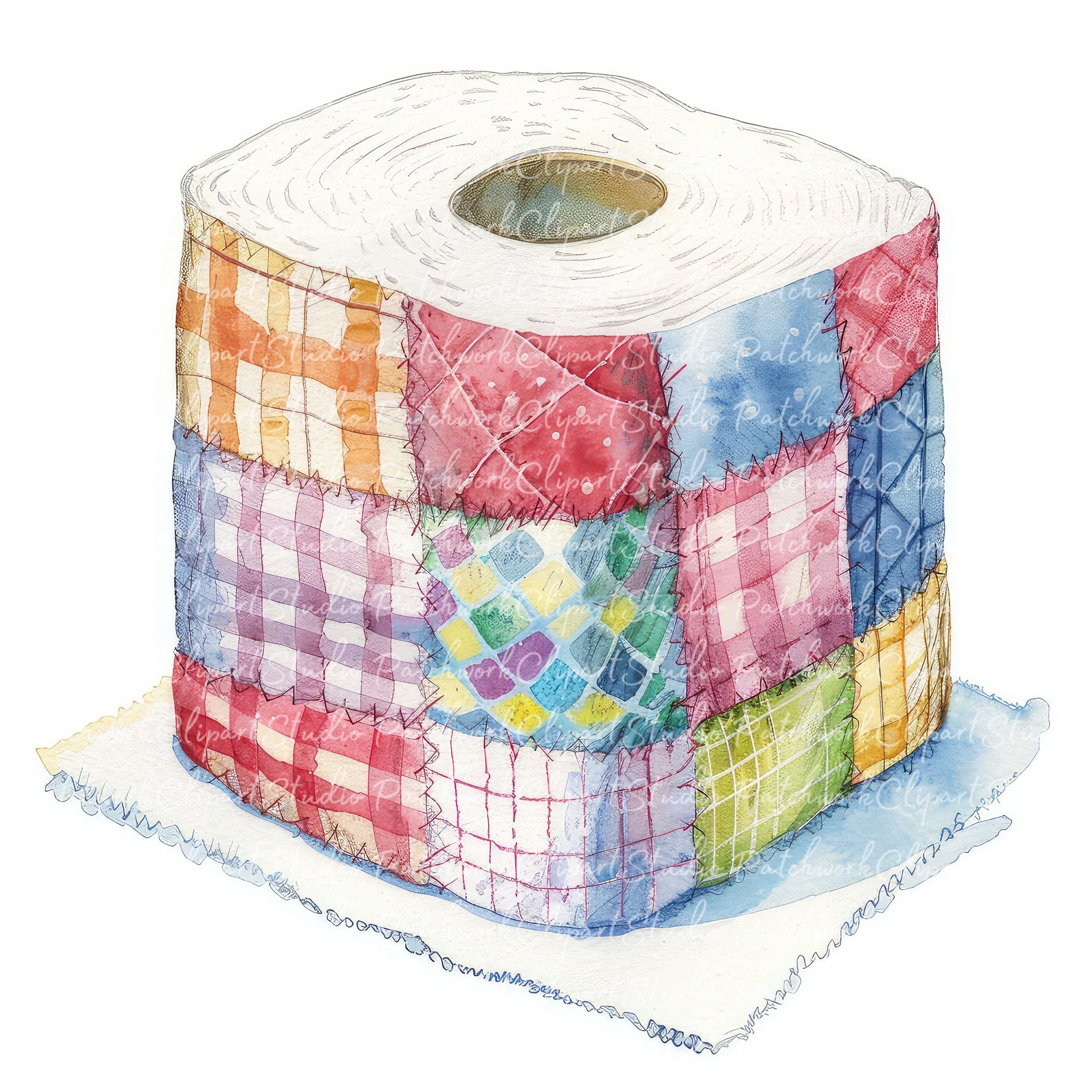 10 Toilet Paper Clipart Bundle, PNG & JPG, Printable Patchwork ...