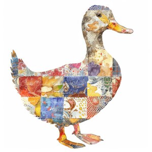 10 Ducks Clipart Bundle, PNG & JPG, Printable Patchwork Duck ...
