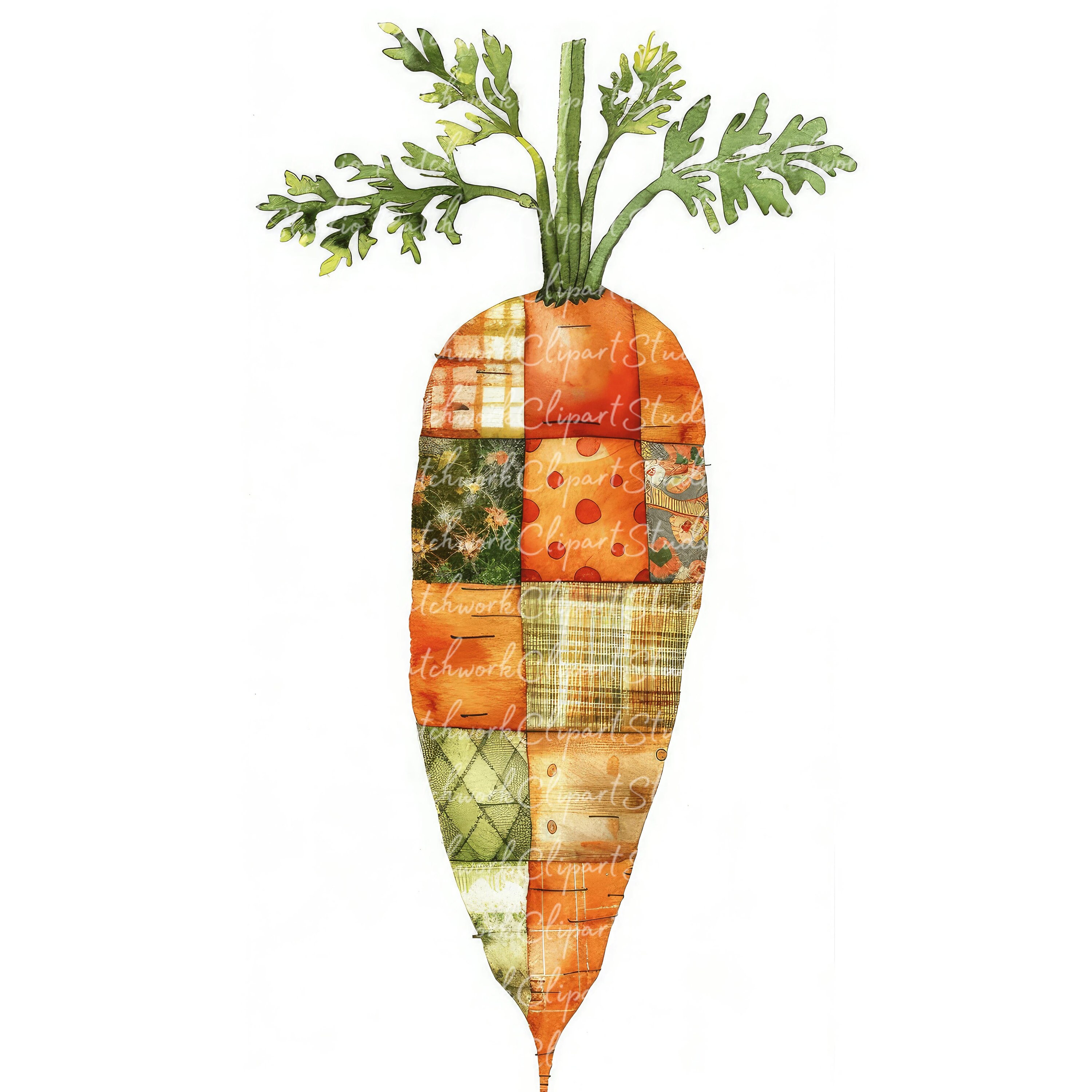 10 Carrots Clipart Bundle, PNG & JPG, Printable Patchwork Carrot ...