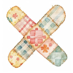 10 Bandages Clipart Bundle, PNG & JPG, Printable Patchwork Bandage ...