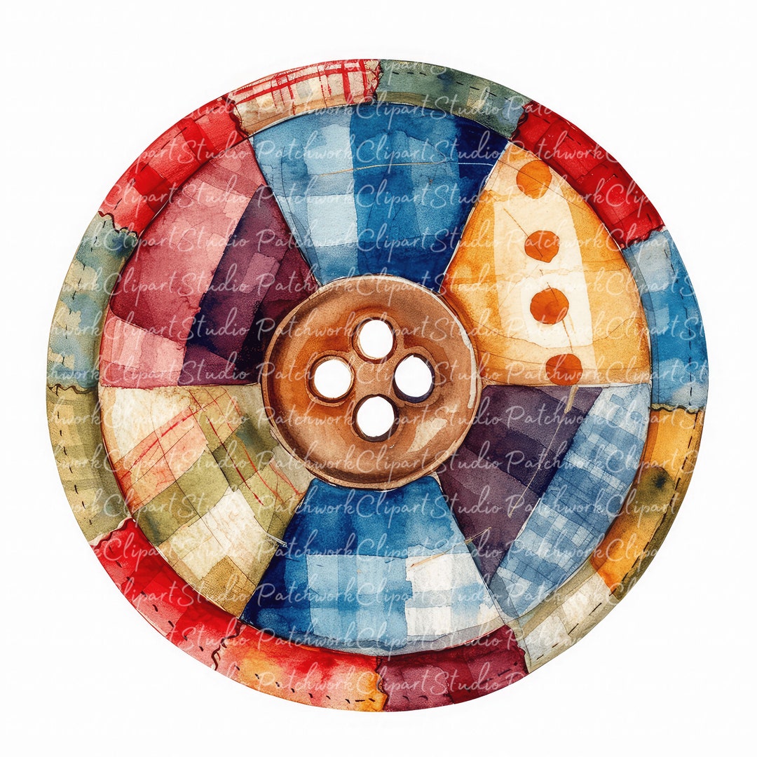 10 Buttons Clipart Bundle, PNG & JPG, Printable Patchwork Button ...