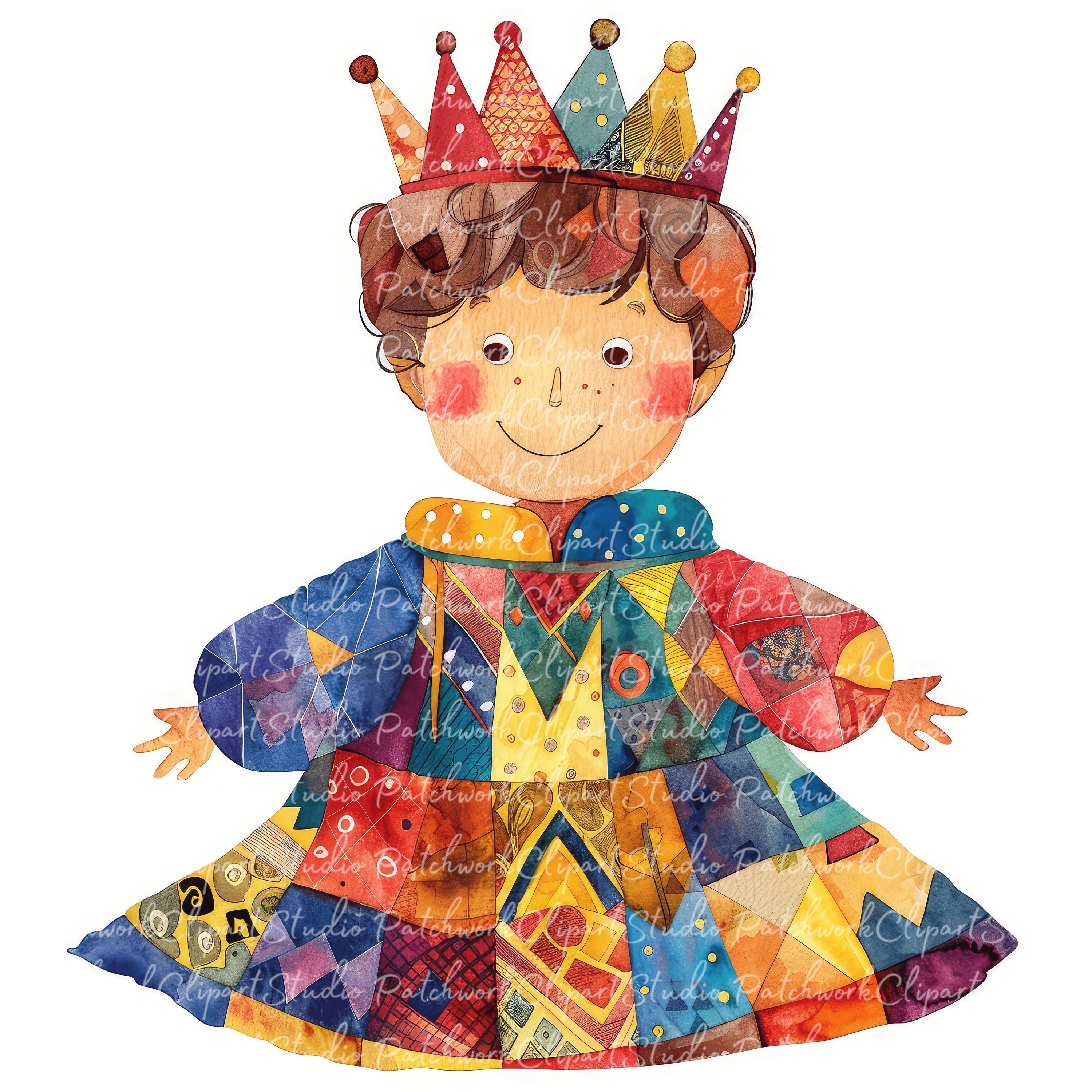 10 Prince Clipart Bundle, PNG & JPG, Printable Patchwork King ...