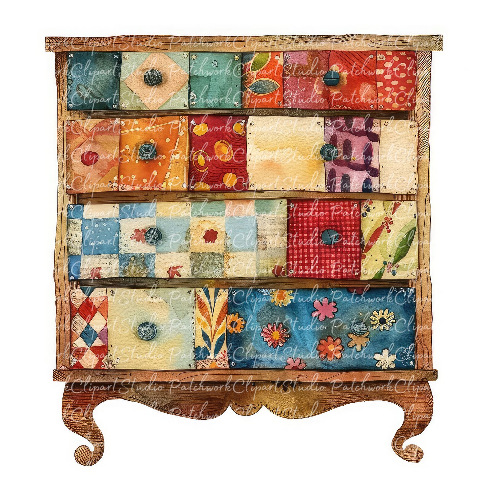 10 Dressers Clipart Bundle, PNG & JPG, Printable Patchwork Dresser ...