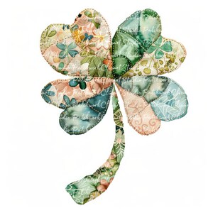 10 Clovers Clipart Bundle, PNG & JPG, Printable Patchwork Green Clover ...