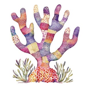 10 Coral Clipart Bundle, PNG & JPG, Printable Patchwork Corals ...