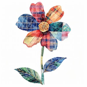 10 Flowers Clipart Bundle, PNG & JPG, Printable Patchwork Flower ...