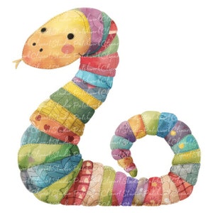 10 Snakes Clipart Bundle, PNG & JPG, Printable Patchwork Snake ...