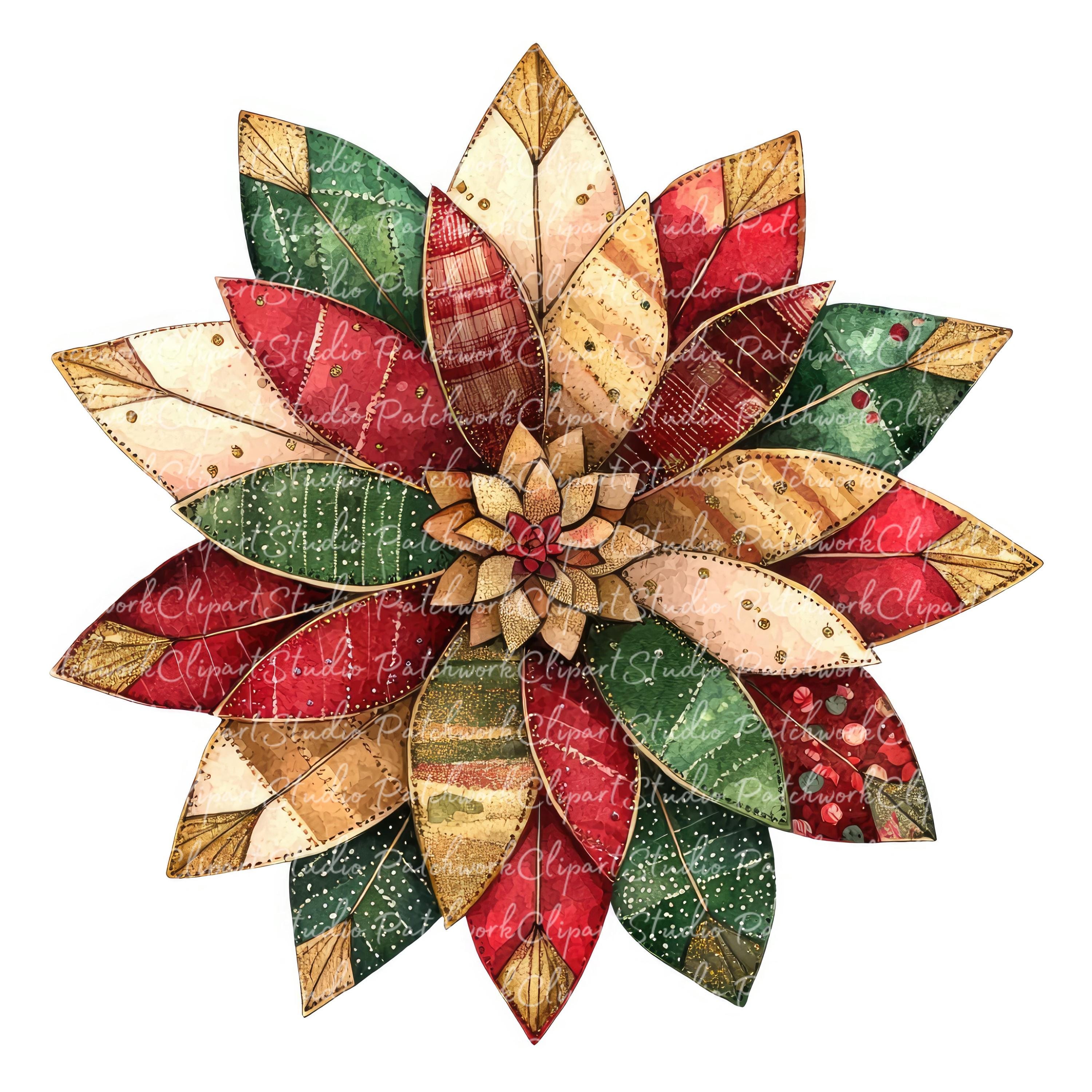 10 Christmas Flower Clipart Bundle, PNG & JPG, Printable Christmas ...
