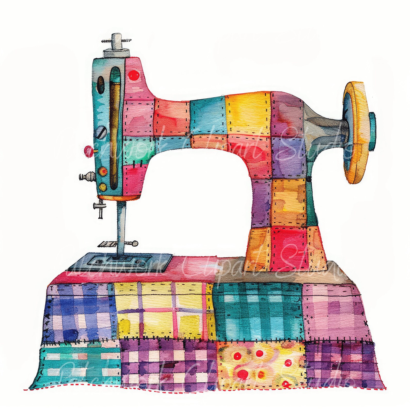 Patchwork Sewing Machines Clipart Bundle, Printable Sewing Machine ...