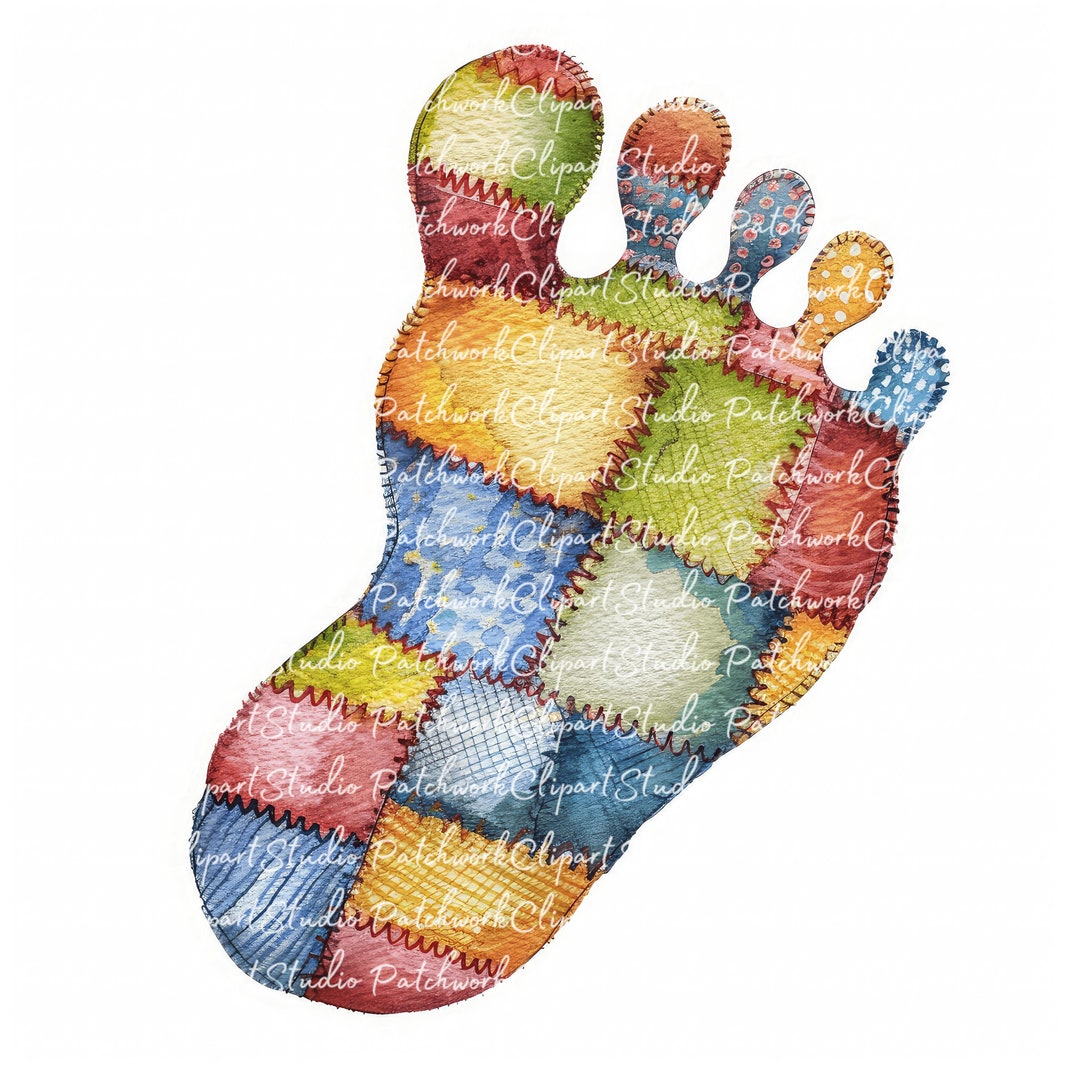10 Footprints Clipart Bundle, PNG & JPG, Printable Patchwork Foot ...