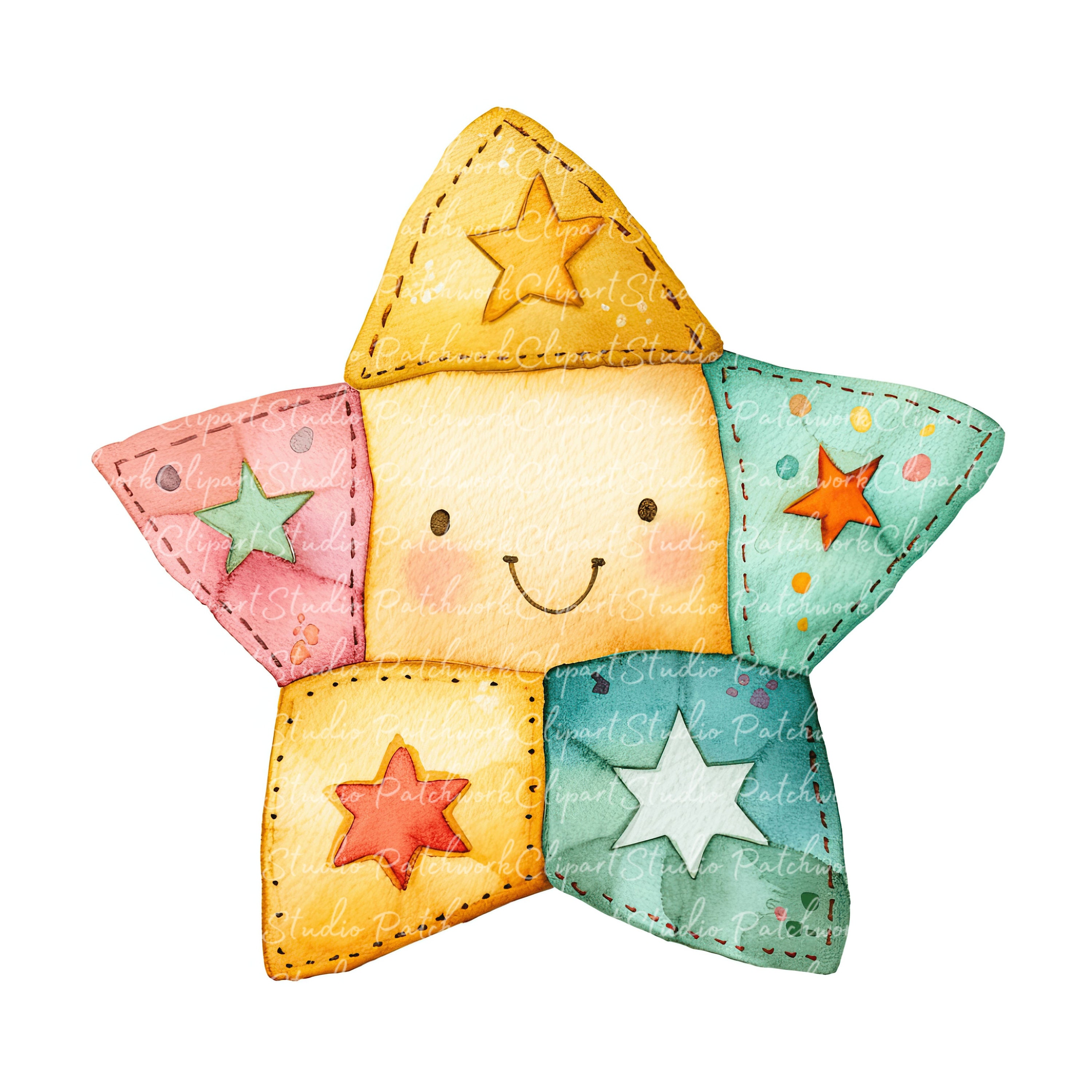 10 Star Clipart Bundle, PNG & JPG, Printable Patchwork Stars ...