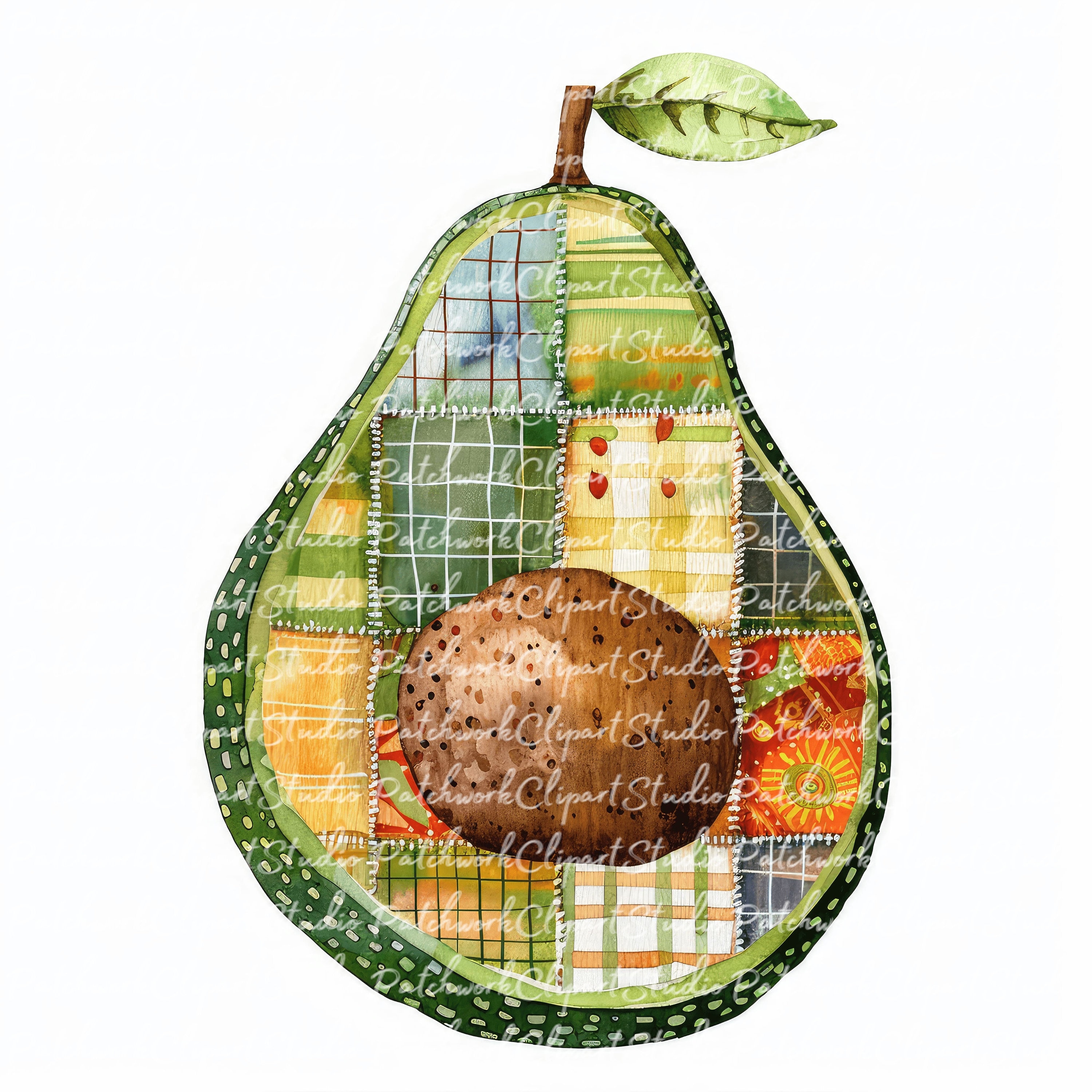 10 Avocados Clipart Bundle, PNG & JPG, Printable Patchwork Avocado ...