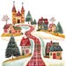 10 Christmas Village Clipart Bundle, PNG & JPG, Printable Patchwork ...