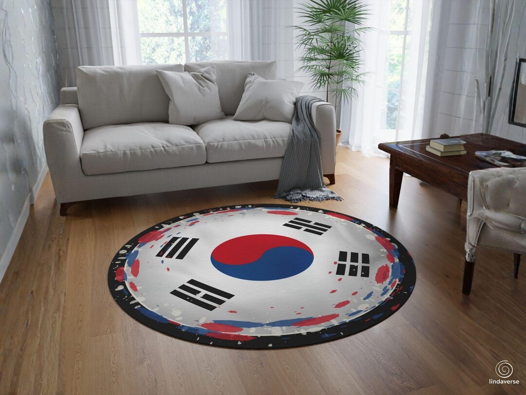 South Korea Rug: Korean Flag Round Rug, Korean Home Decor Accent, Cozy ...