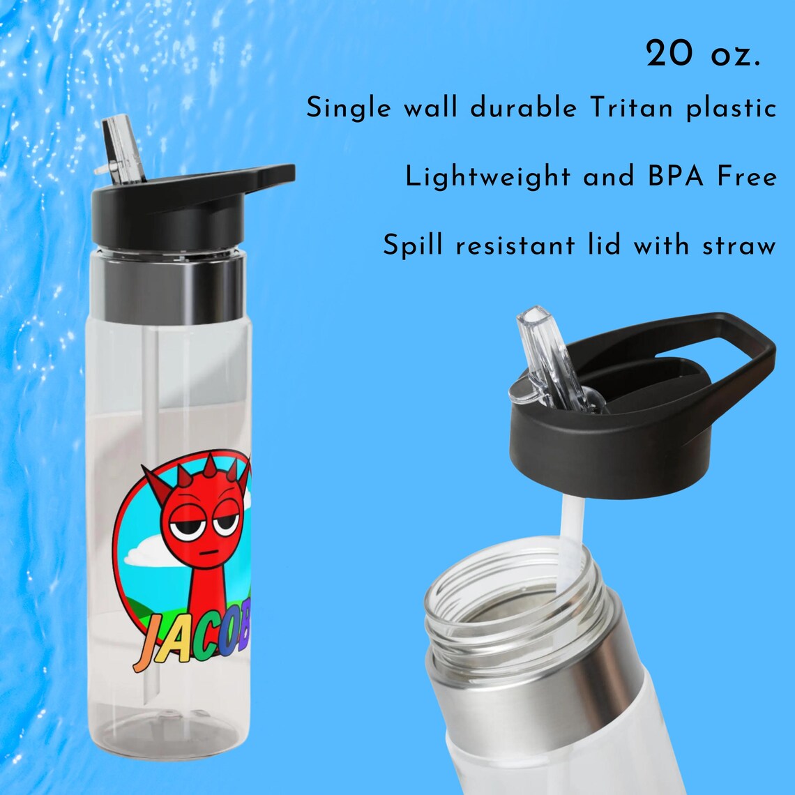 Sprunki Water Bottle, Choose a Character, Kids Water Bottle With Name ...