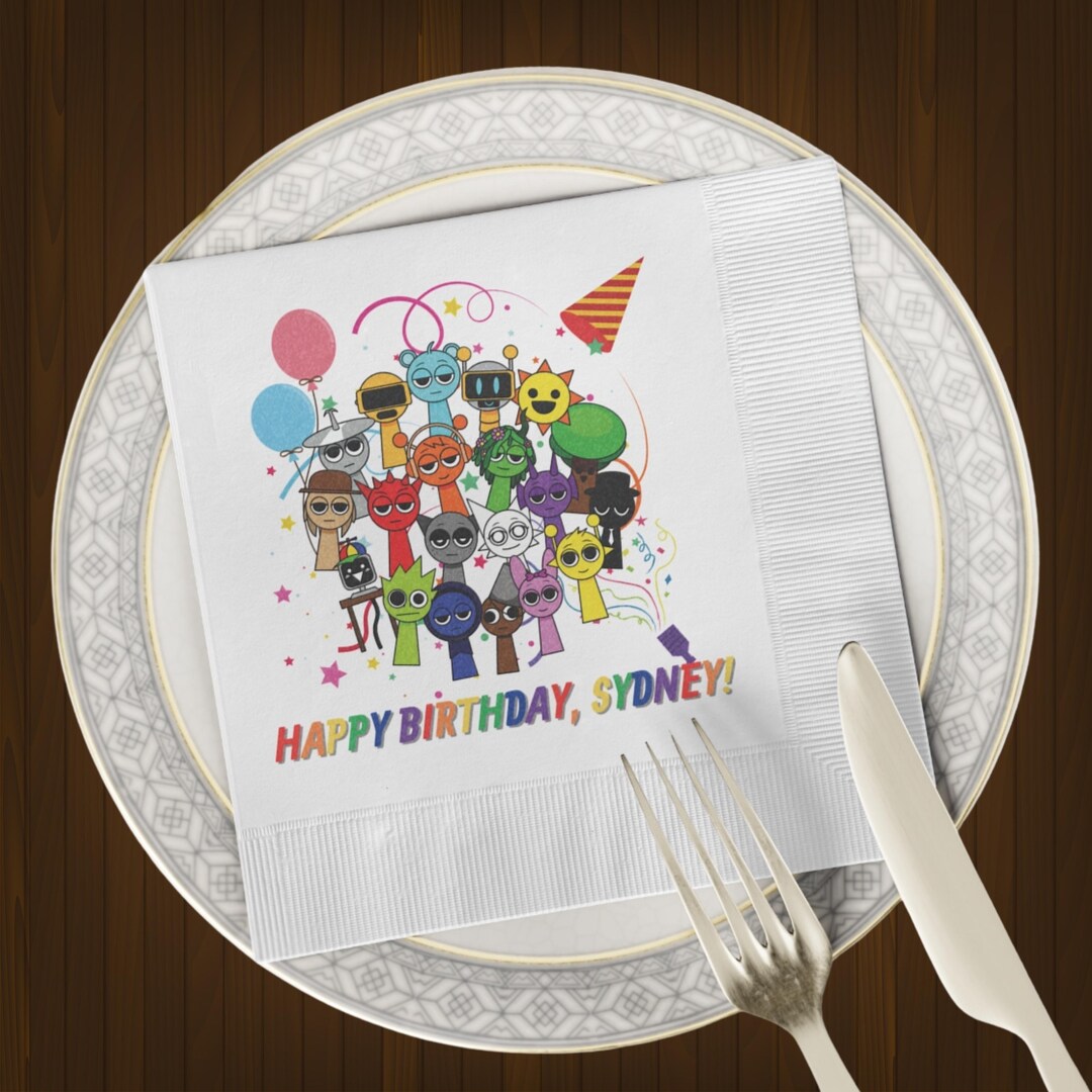 Personalized Sprunki Birthday Napkins, Kids Birthday Party Decor, Kids ...