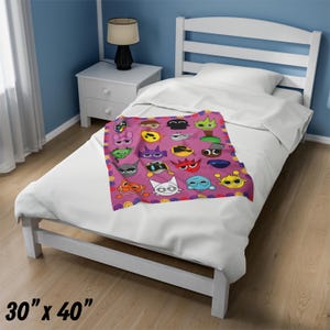 Sprunki Cartoon Character Pink Blanket, Kids Soft Throw Bedding, Cozy ...