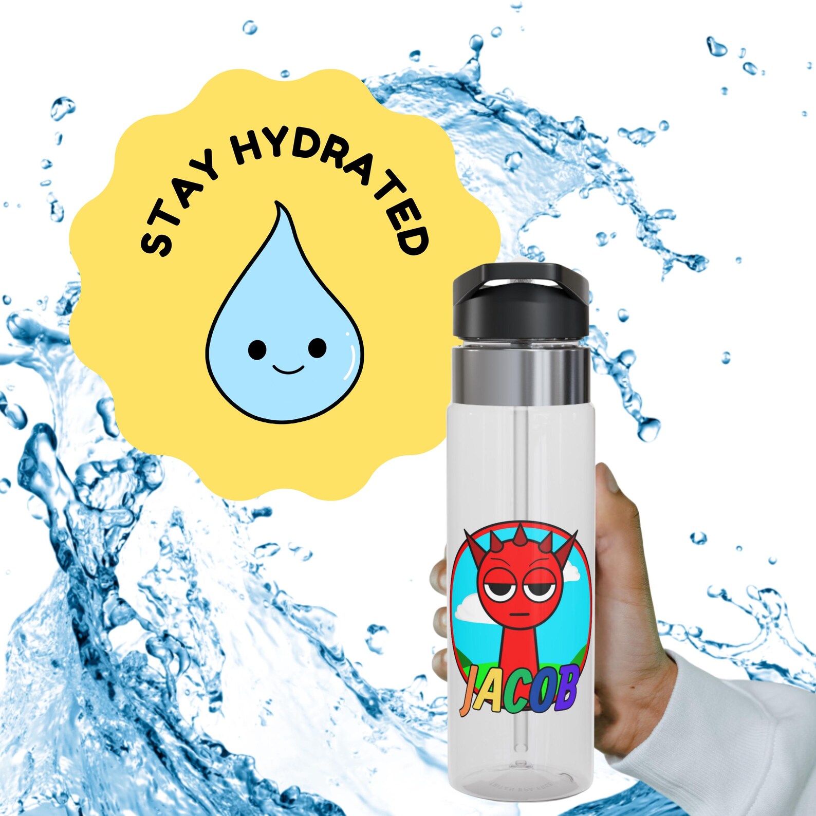 Sprunki Water Bottle, Choose a Character, Kids Water Bottle With Name ...