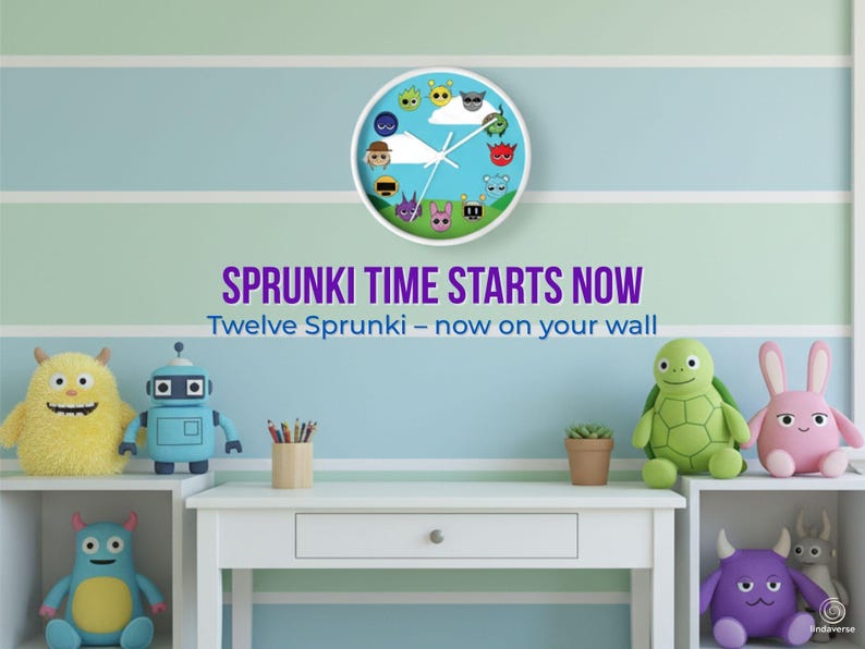 Sprunki Wall Clock: Fun Kids Room Decor, Cute Cartoon Clock for ...
