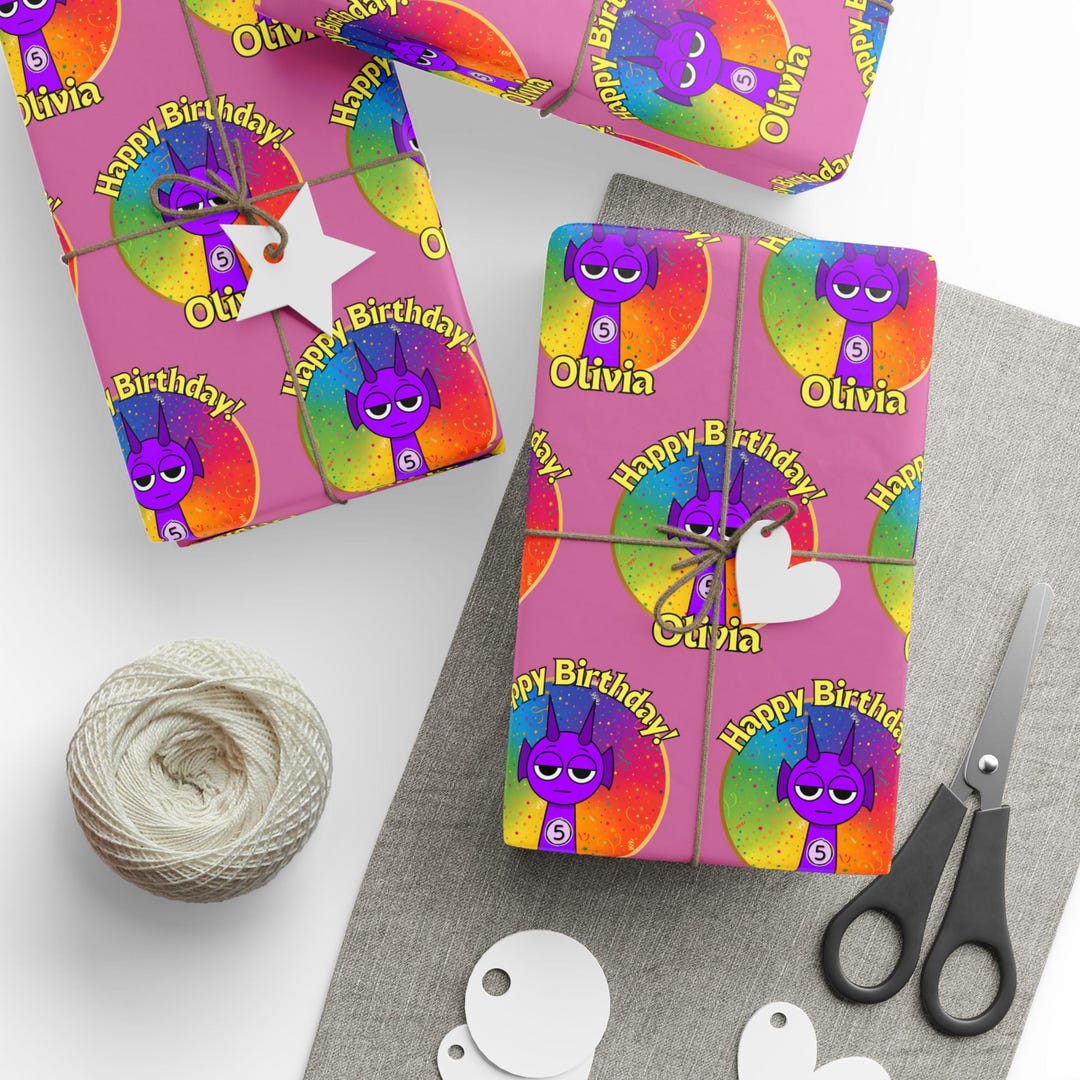 Custom Sprunki Birthday Wrapping Paper, Personalizable Gift Wrap ...