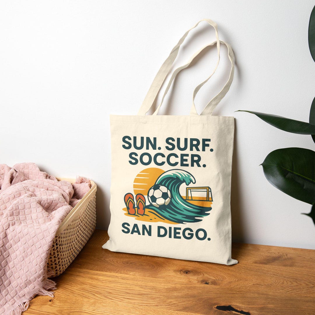 San Diego Beach Tote Bag: Cotton Canvas Summer Shoulder Bag, Surf Sun ...
