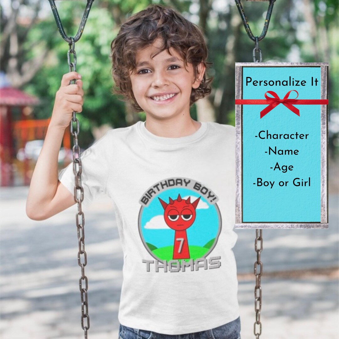 Sprunki Shirt, Personalized Birthday Tee, Custom Name Kids Tshirt ...