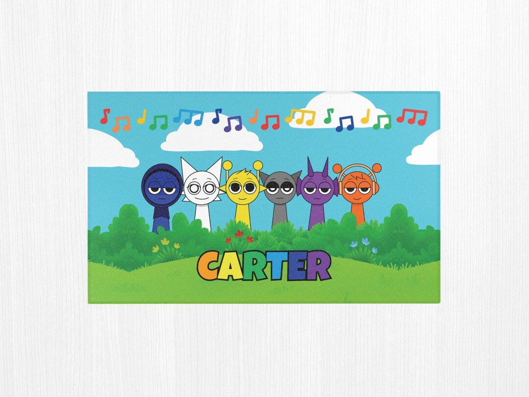Personalized Kids Rug: Custom Sprunki Character Playroom Mat, Name Rug ...