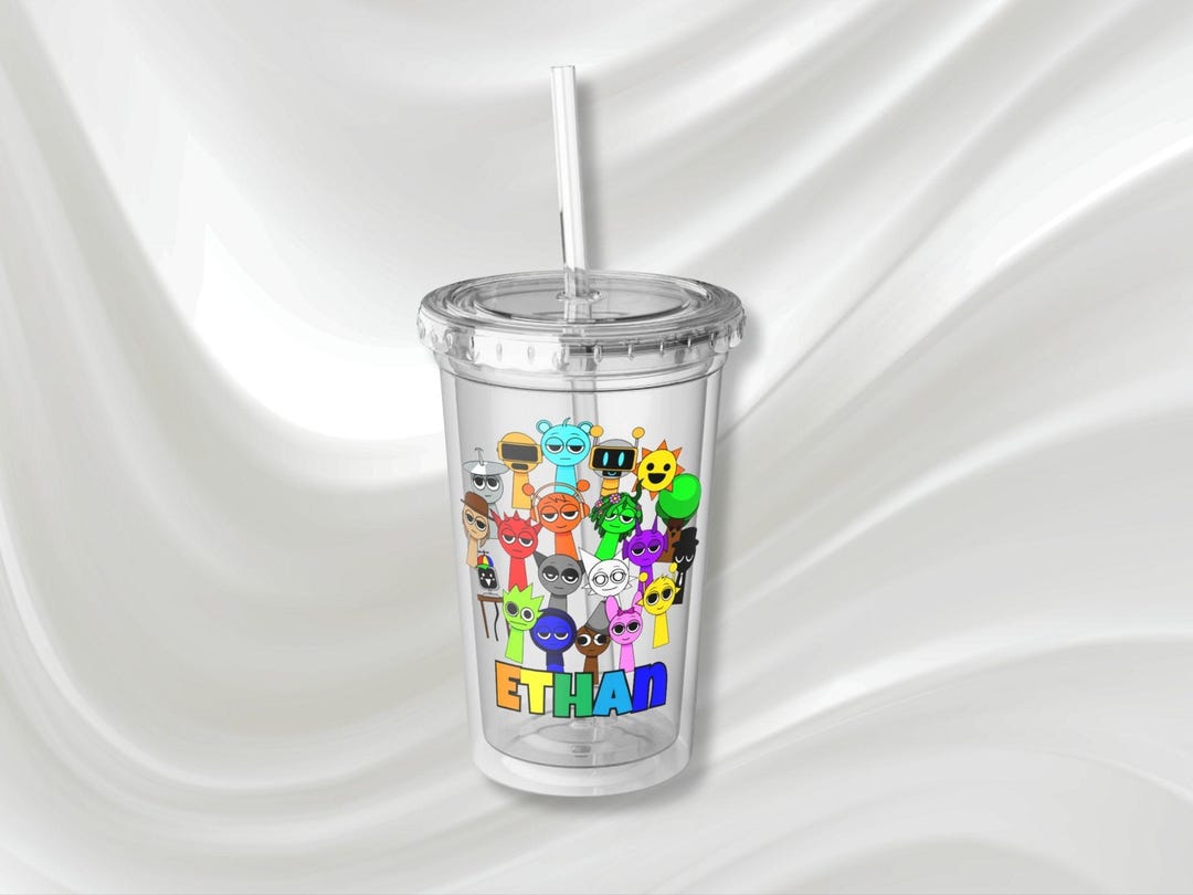 Personalized Sprunki Cup for Kids, Custom Name Acrylic Cup With Straw ...