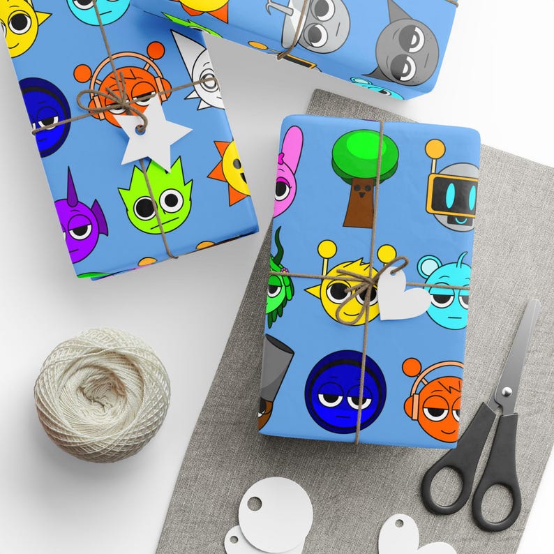 Sprunki Wrapping Paper for Kids, Cartoon Gift Wrap Sheets for Birthday ...