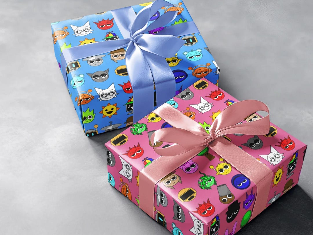 Sprunki Wrapping Paper for Kids, Cartoon Gift Wrap Sheets for Birthday ...