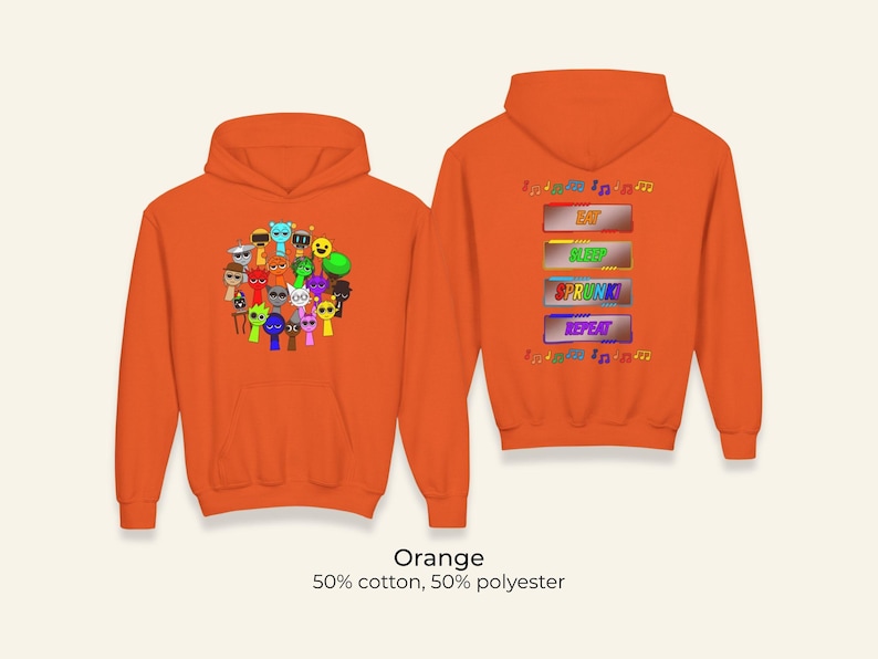 Sprunki Kids Hoodie, Eat Sleep Sprunki Repeat, Youth Pullover ...